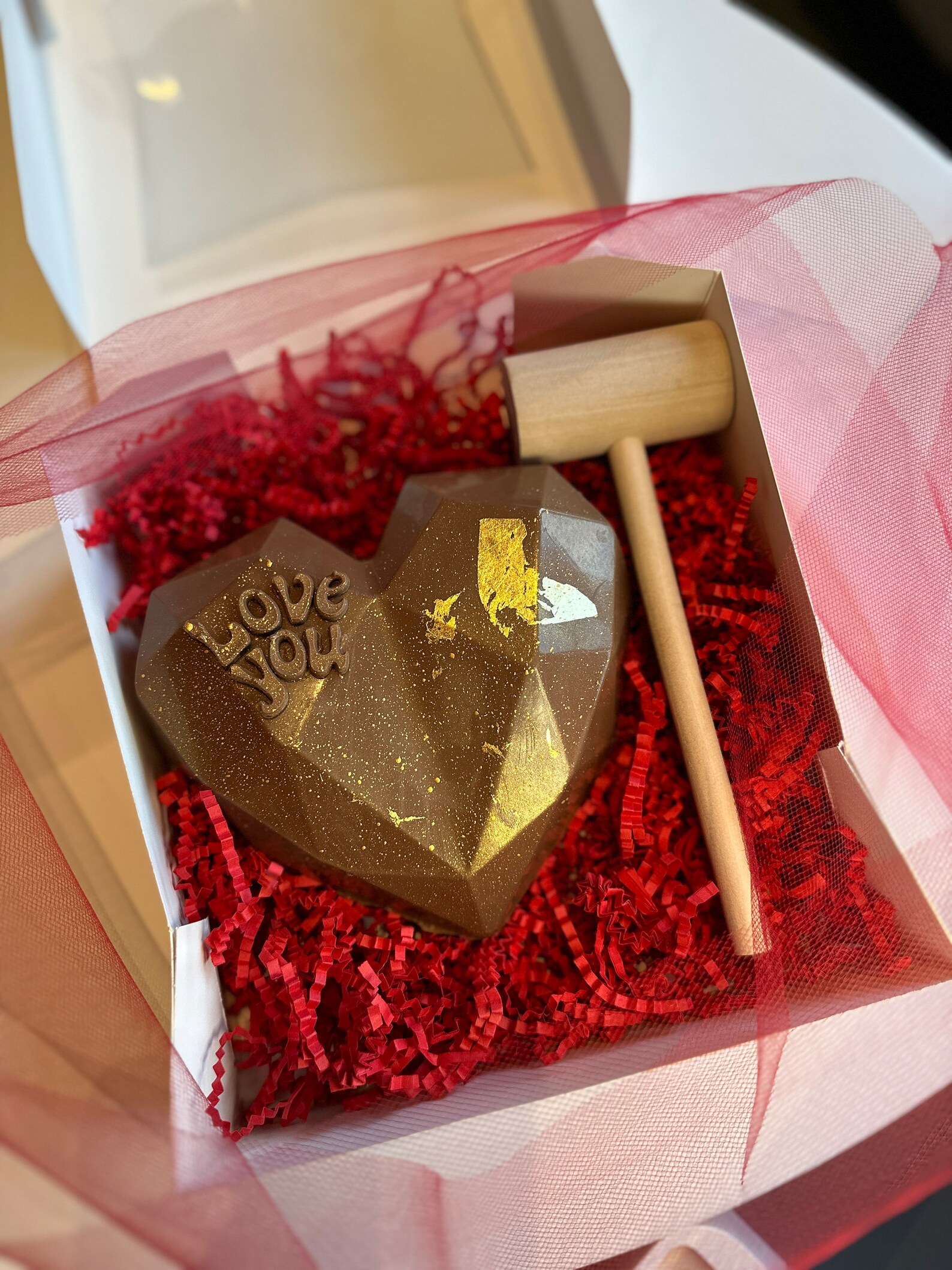Breakable Chocolate Heart With Edible Gold Leaves |valentines Gift ...