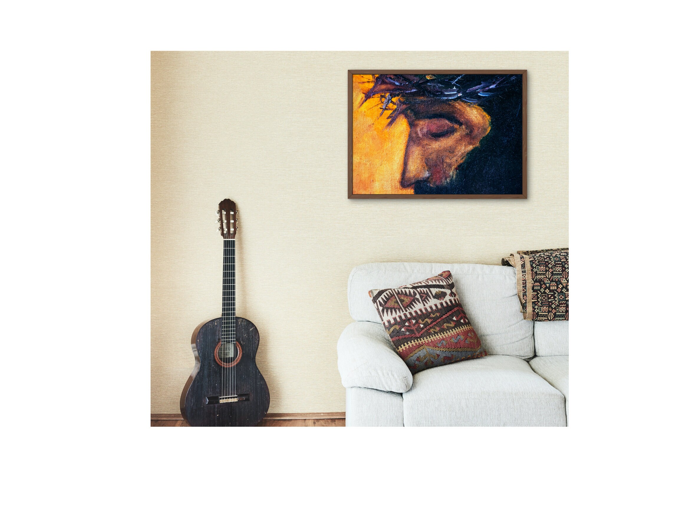 Jesus Face With Crown of Thorns Digital Print, Christian Wall Art, Biblical Wall Decor ...