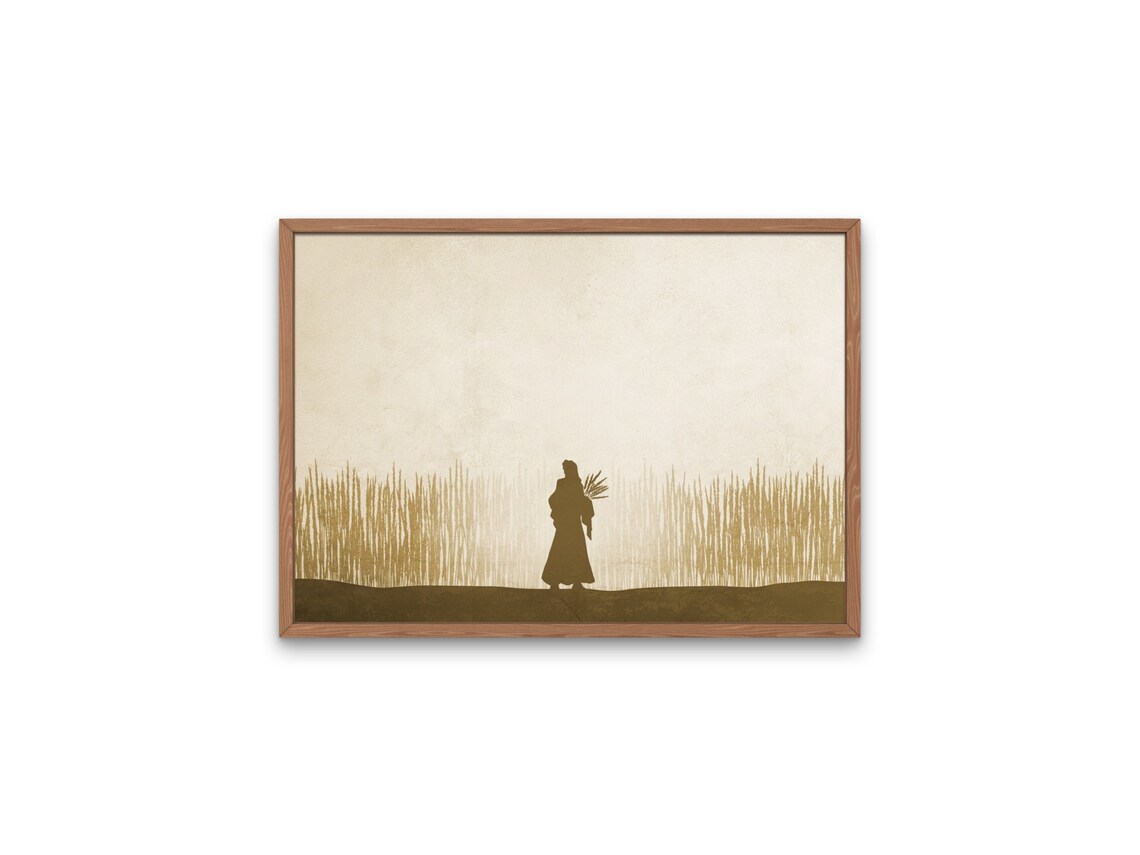 Ruth Gathering Wheat, Digital Christian Art, Minimalist Christian Art ...
