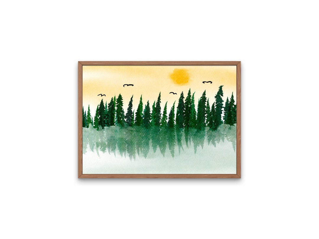 Forrest Wall Art, Watercolor Nature Wall Art, Trees Wall Decor, Nature ...