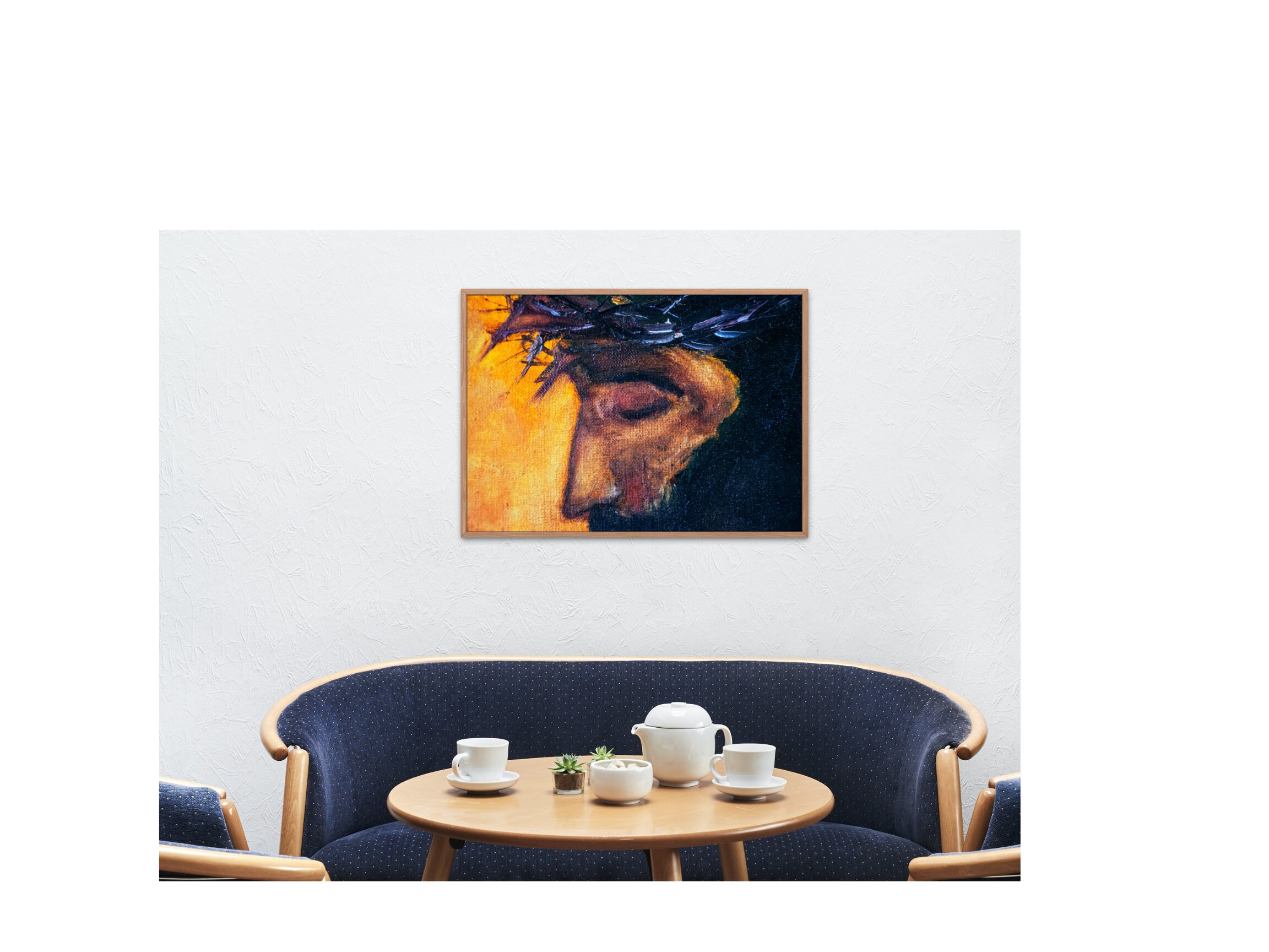 Jesus Face With Crown of Thorns Digital Print, Christian Wall Art, Biblical Wall Decor ...