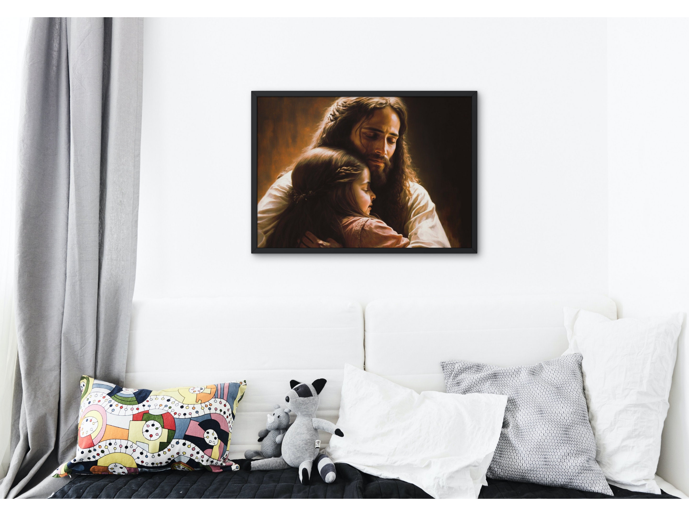 Digital Jesus Art, Jesus Portrait, Jesus Holding a Child, Children's ...