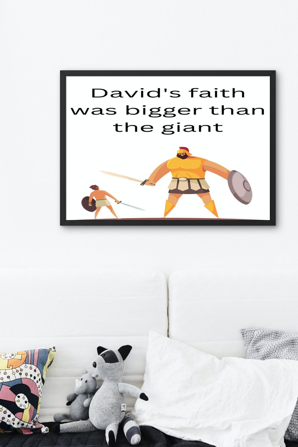 Childrens David and Goliath Wall Decor, Childrens Christian Digital ...