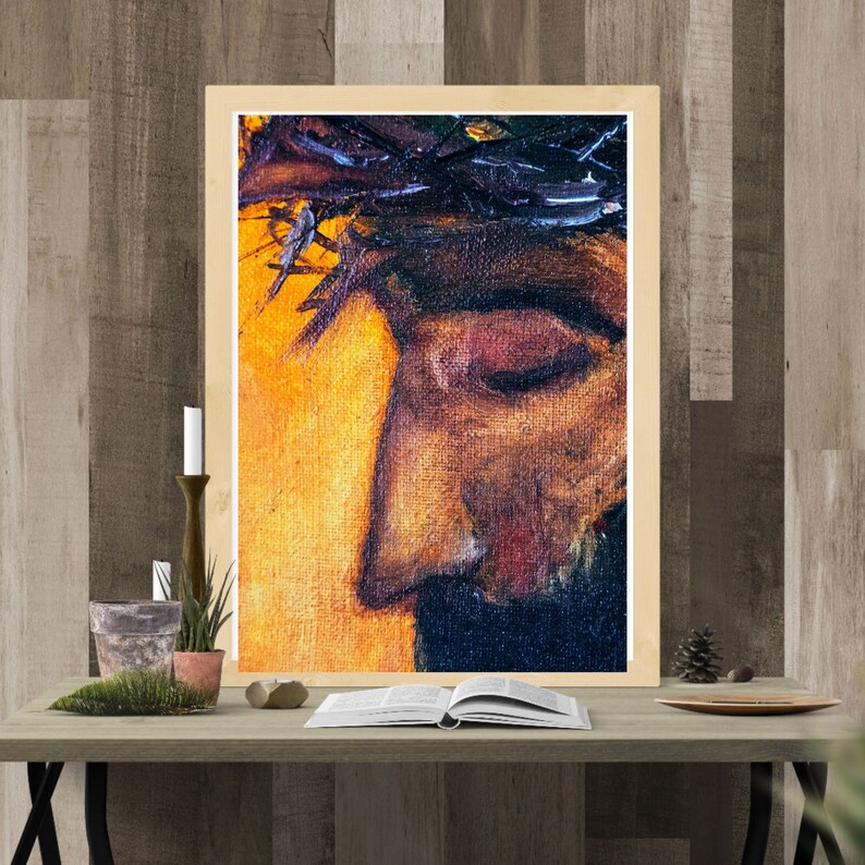 Jesus Face With Crown of Thorns Digital Print, Christian Wall Art, Biblical Wall Decor ...