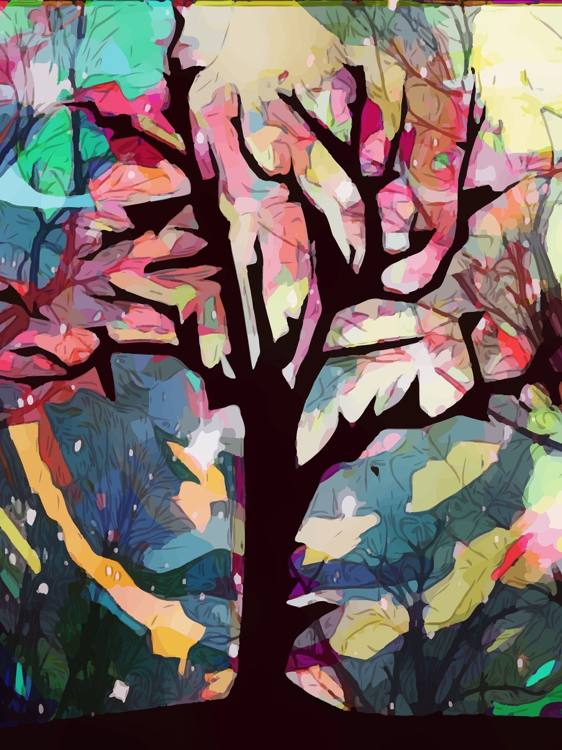 Tree Wall Art, Contemporary Tree Wall Art, Tree Painting Wall Hanging ...