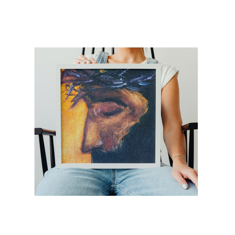 Jesus Face With Crown of Thorns Digital Print, Christian Wall Art, Biblical Wall Decor ...