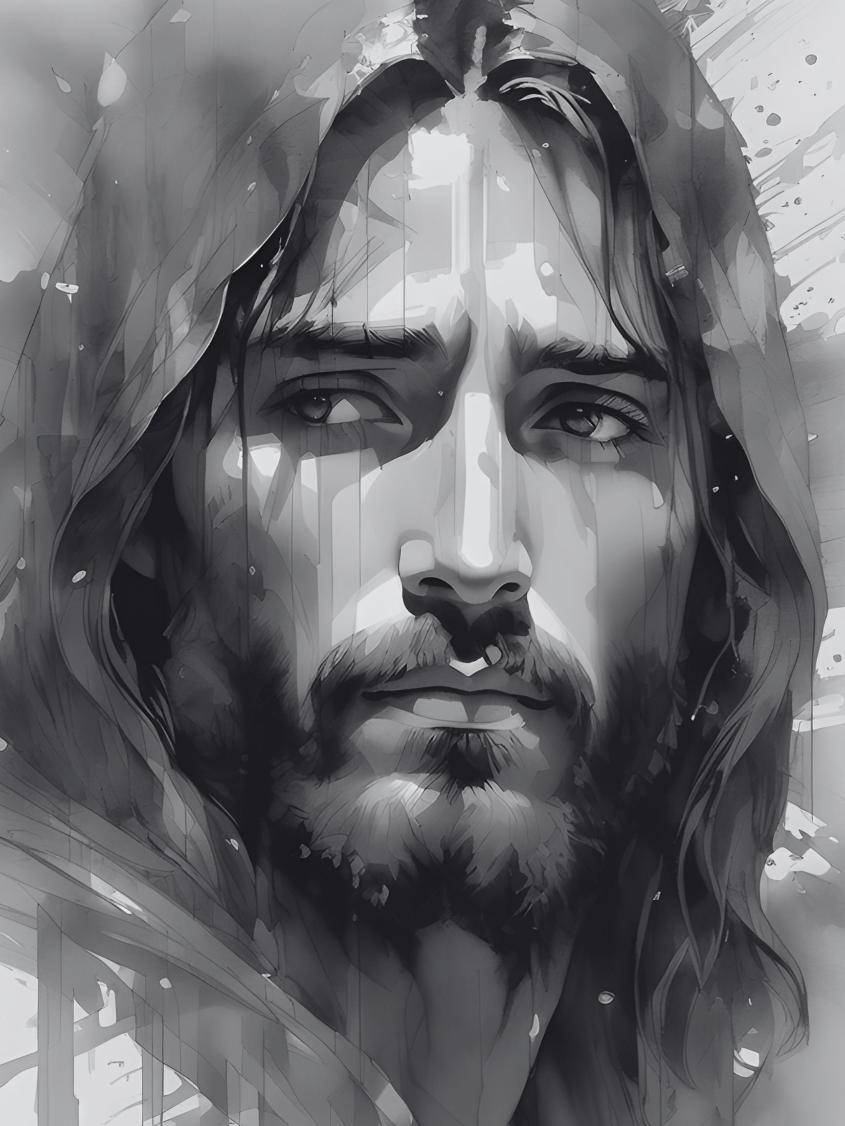 Digital Jesus Art, Christian Wall Art, Jesus Portrait, Picture of Jesus ...