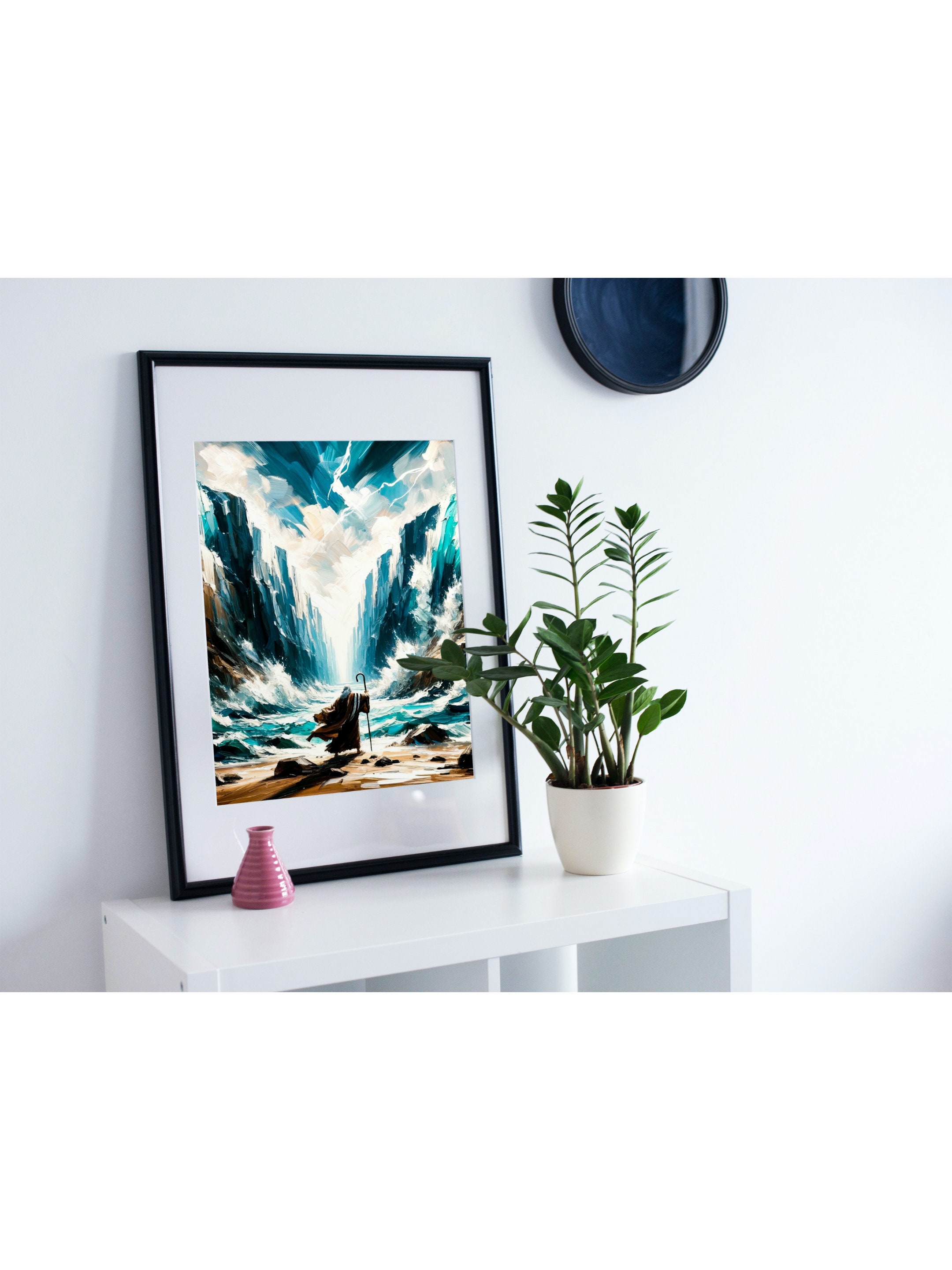 Moses Parting the Red Sea, Digital Biblical Art, Moses and Miracles ...