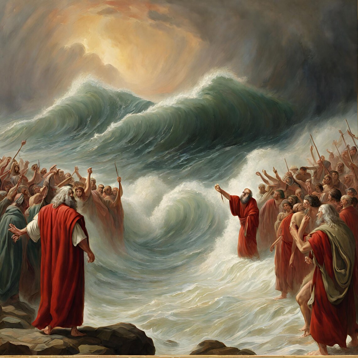 Moses and the Red Sea, Portrait of the Israelites Crossing the Red Sea ...