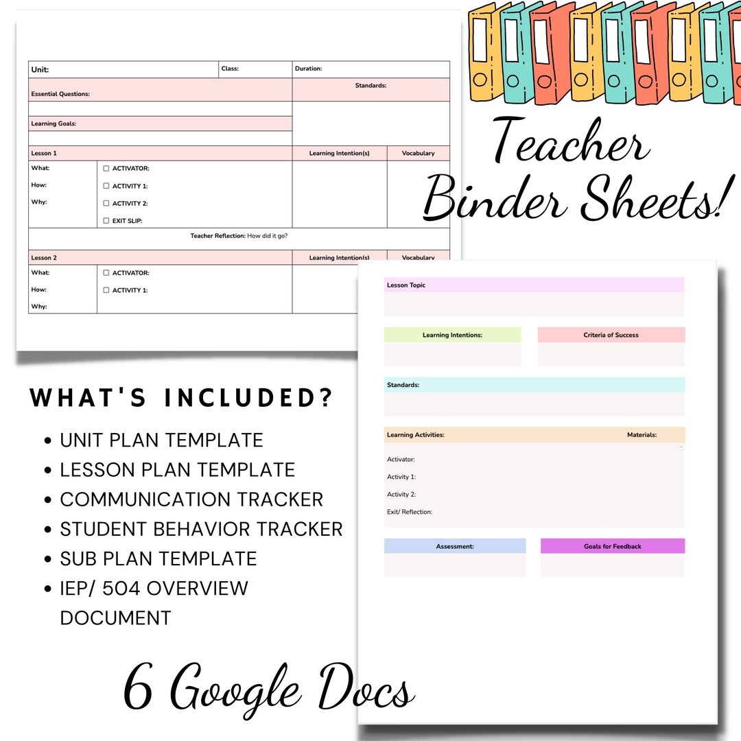 EDITABLE Teacher Binder Sheets - Etsy