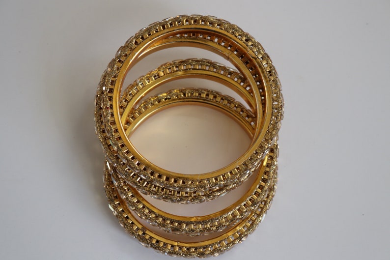 Indian Hyderabadi Lac Gold Bangles for Wedding, Party / Set of 4 ...