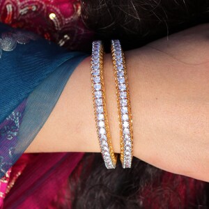 Gold CZ Bangles (set of 2) | Indian Rhinestone Bangle Stack ...