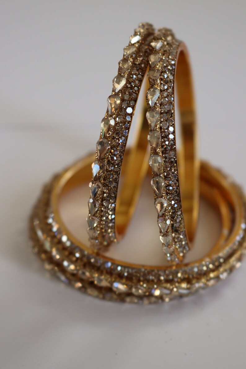 Indian Hyderabadi Lac Gold Bangles for Wedding, Party / Set of 4 ...