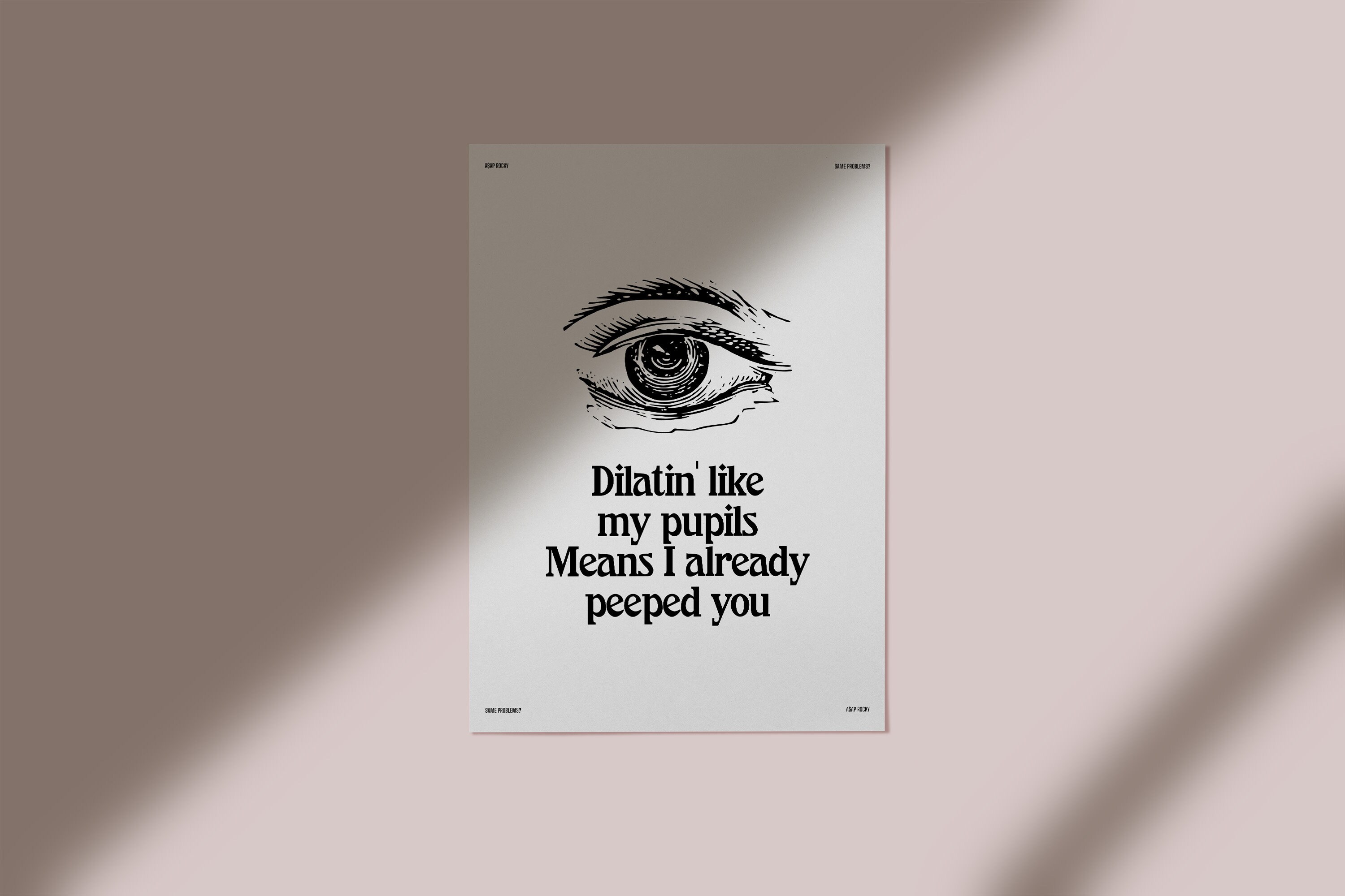 ASAP Rocky Same Problems Lyrics Wall Art Song Lyrics Digital Download ...