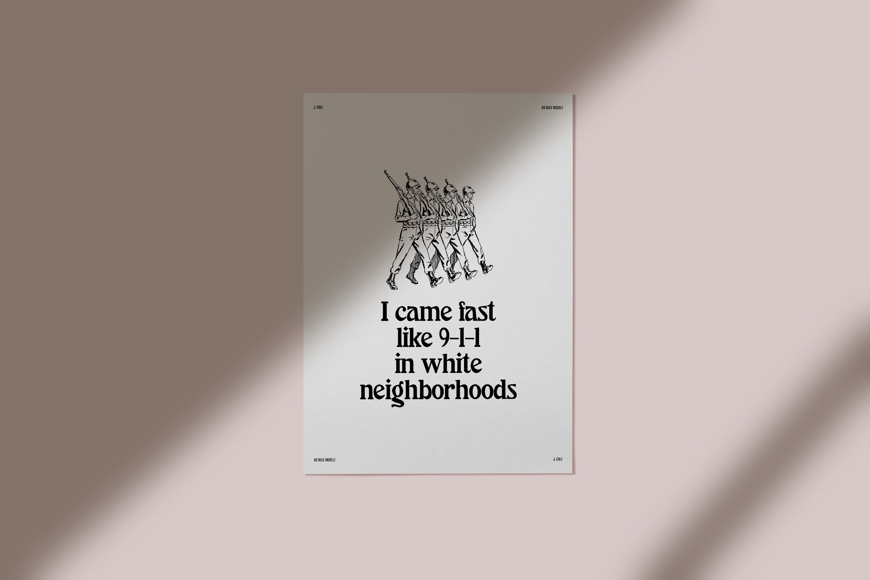 J. Cole No Role Modelz Lyrics Wall Art | Song Lyrics Digital Download ...