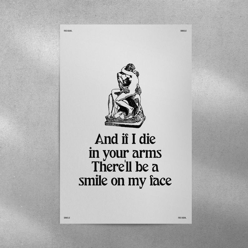 Fred Again.. - Danielle (smile on My Face) - Lyrics Poster - Digital ...