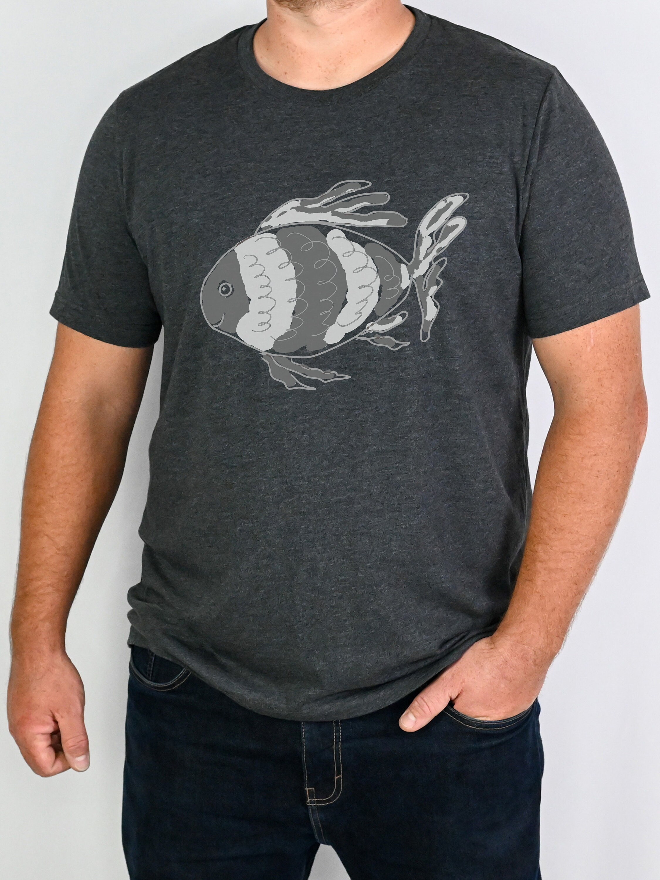 Large Print T-shirt, "fish" Large Print Shirt, Large Graphics Print ...
