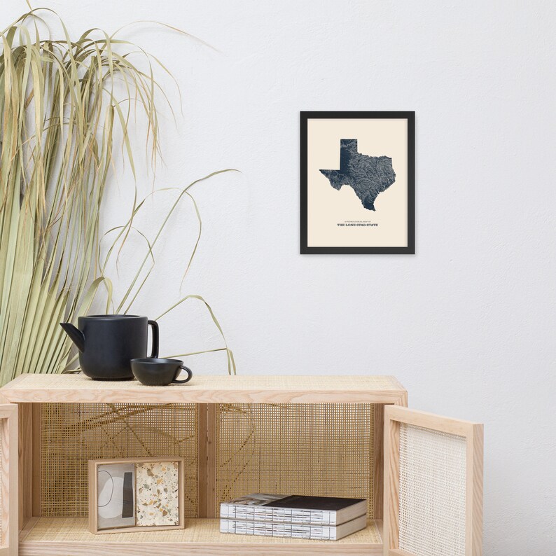 Hydrological Map of Texas Framed Poster - Etsy
