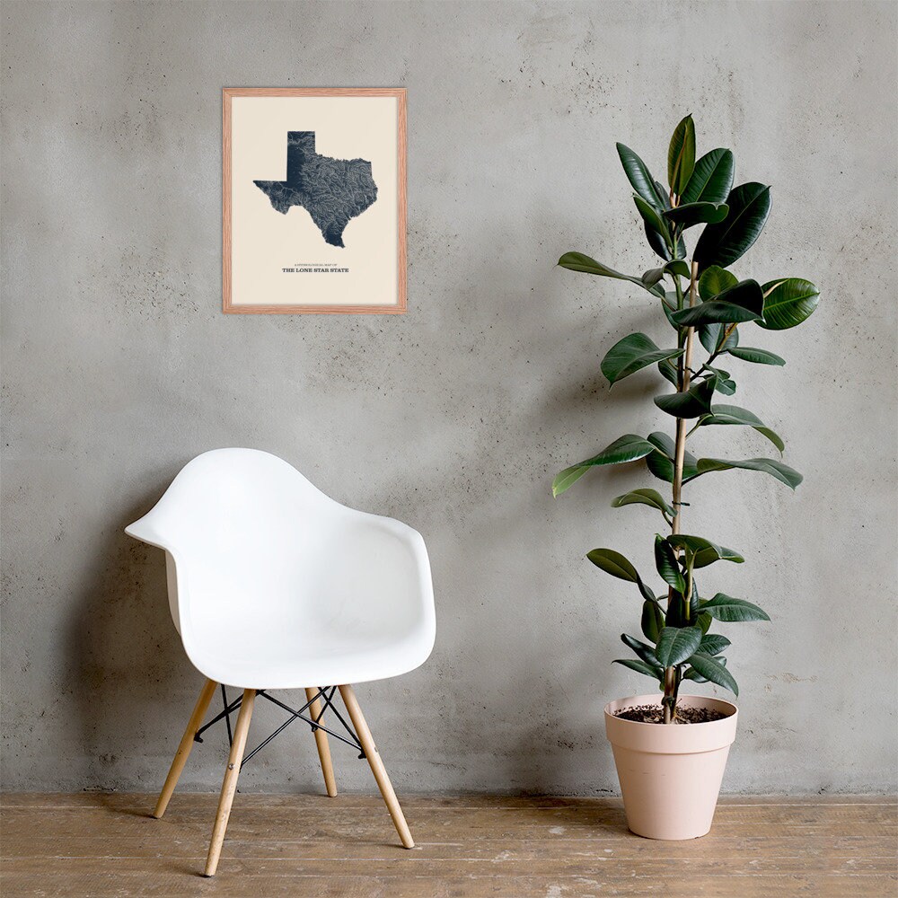Hydrological Map of Texas Framed Poster - Etsy