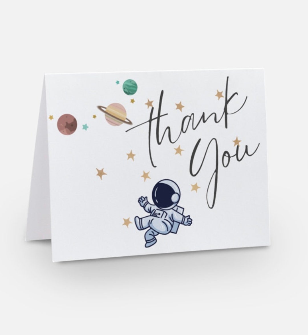 Editable Astronaut Thank You Cards - Etsy