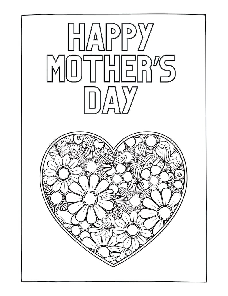 Mothers Day Coloring Printables 10 Pages - Etsy