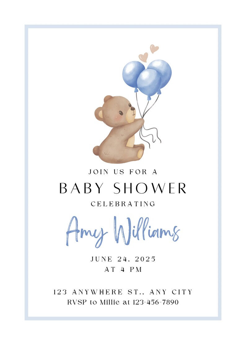 EDITABLE Simple Baby Shower Invitation - Etsy