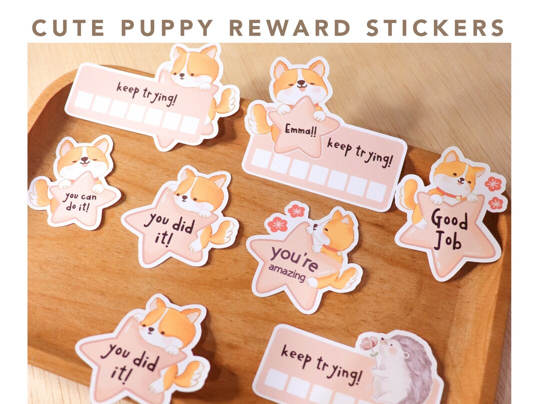 Cute Puppy Digital Reward Stickers for Children - Editable PNG Files ...