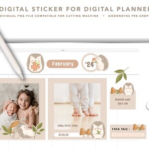 Editable Cute Hedgehog Sticker Planner for Goodnotes Digital Planner ...