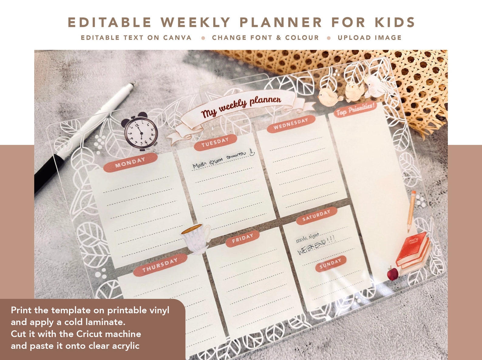 Printable School Time Table Editable in Canva Kids Daily Schedule, Back ...