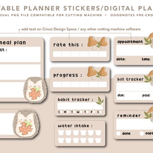 Editable Cute Hedgehog Sticker Planner for Goodnotes - Digital Planner ...