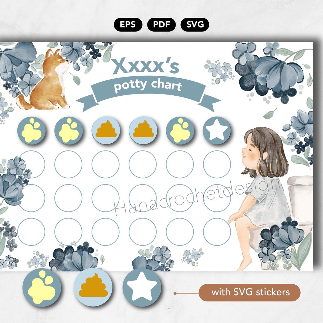 Printable Potty Chart for Girl, Printable INSTANT DOWNLOAD, Step by ...