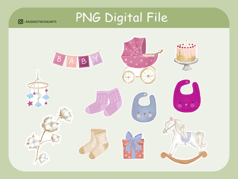 Printable PNG Digital Stickers for Mug Design Baby Digital Stickers for ...