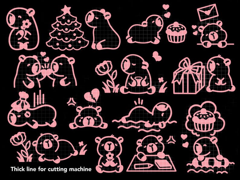 Capybara Line Art Files SVG PNG EPS Flowers Butterfly Cricut Silhouette ...