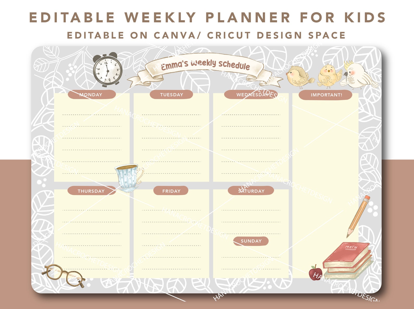 Printable School Time Table Editable in Canva Kids Daily Schedule, Back ...