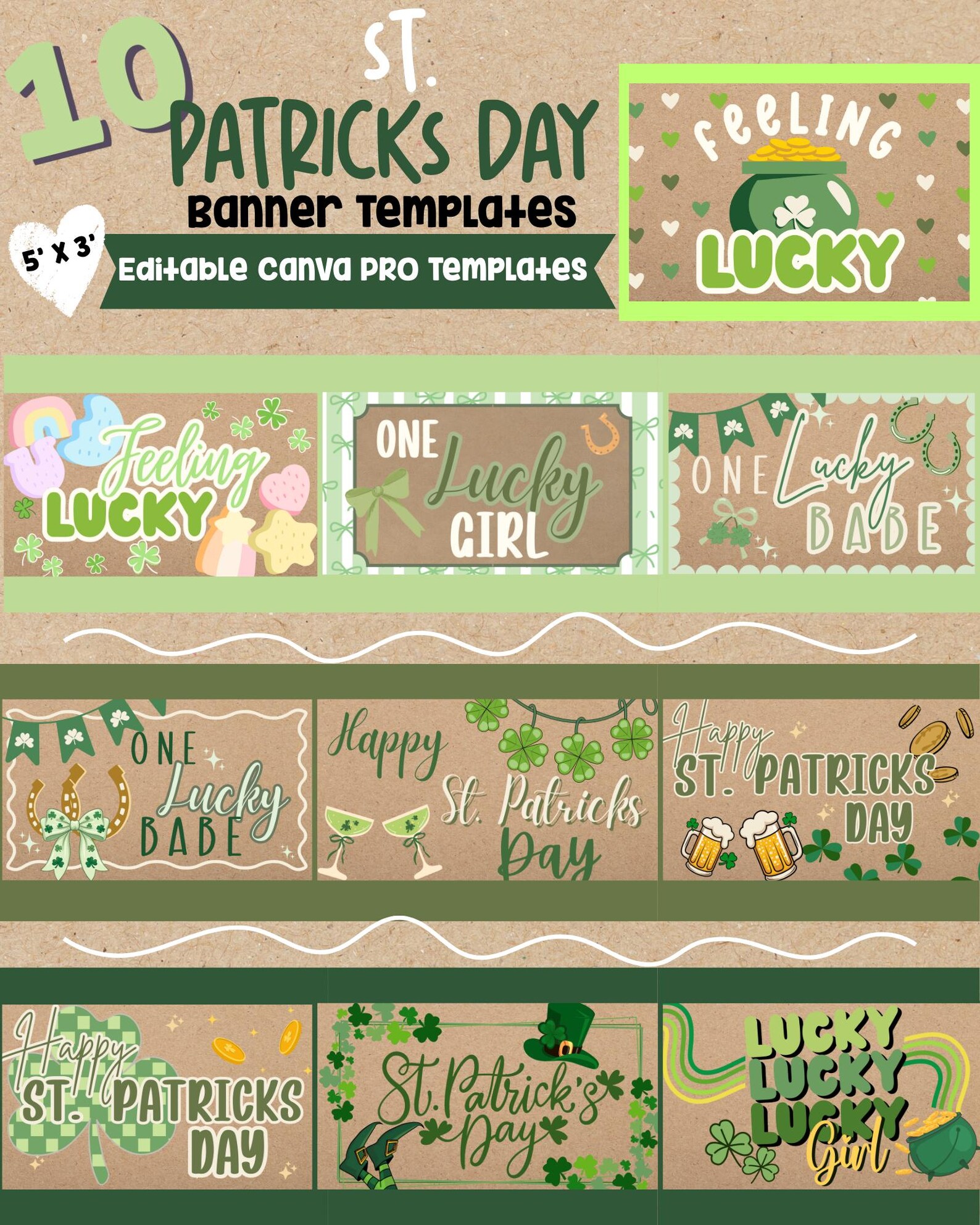 St Patricks Day Banner Template | Hand Painted St Patricks Banner ...