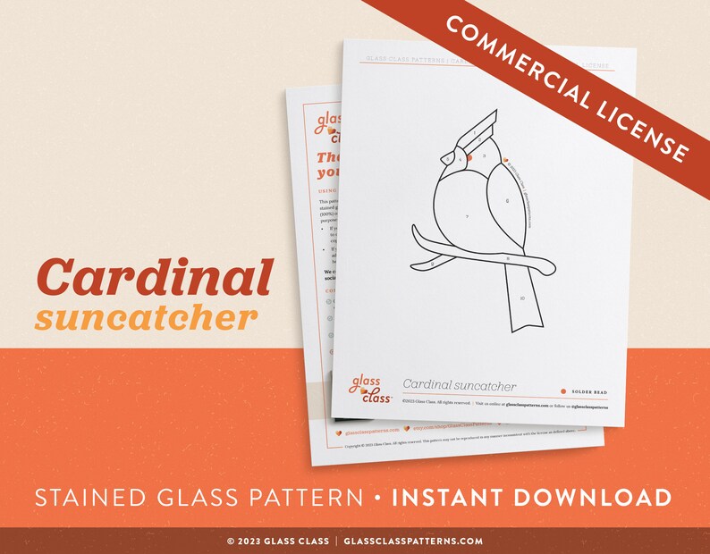 Cardinal Stained Glass Pattern, Digital Download, Stained Glass ...