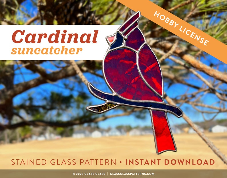 Cardinal Stained Glass Pattern, Digital Download, Stained Glass ...