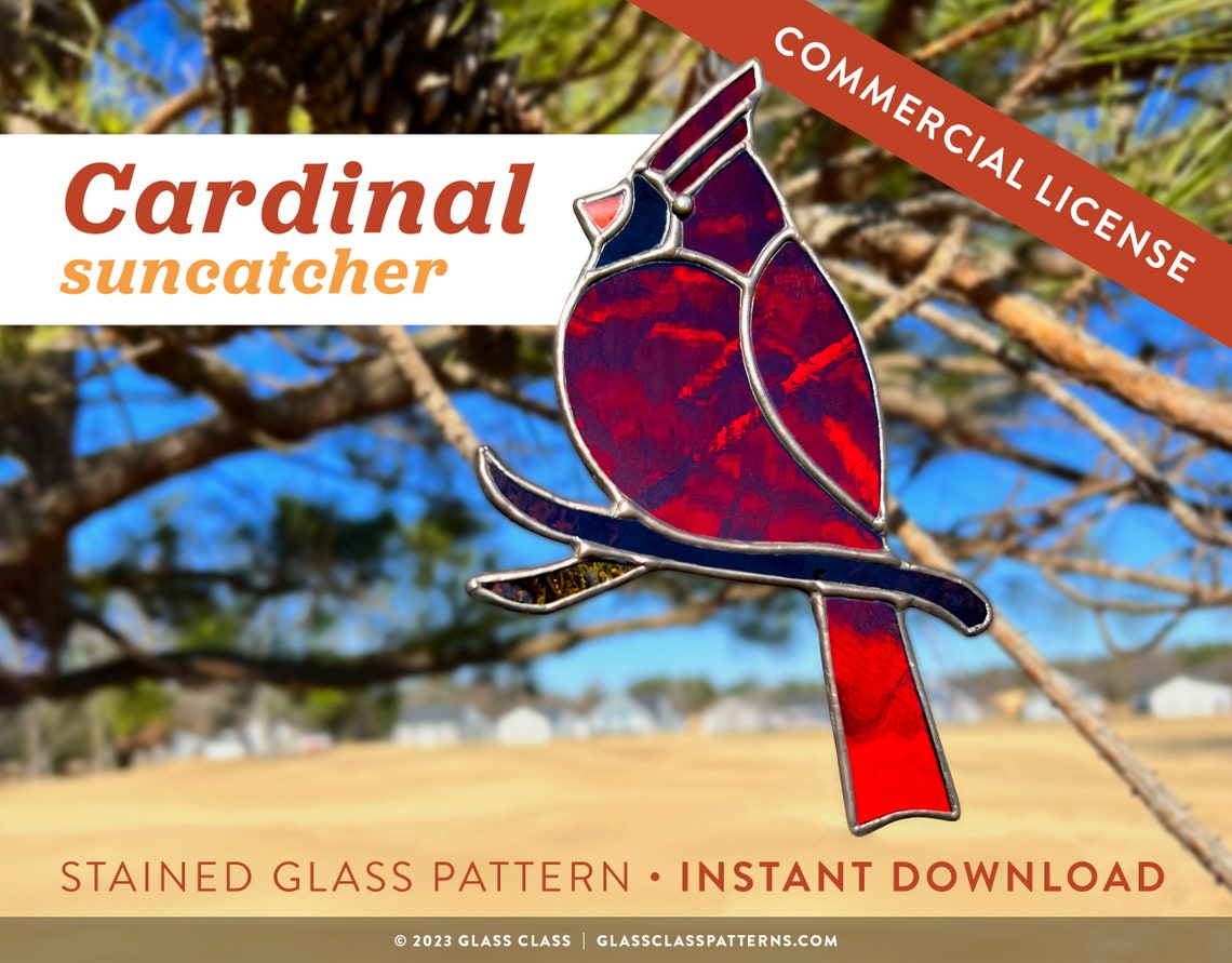 Cardinal Stained Glass Pattern, Digital Download, Stained Glass ...