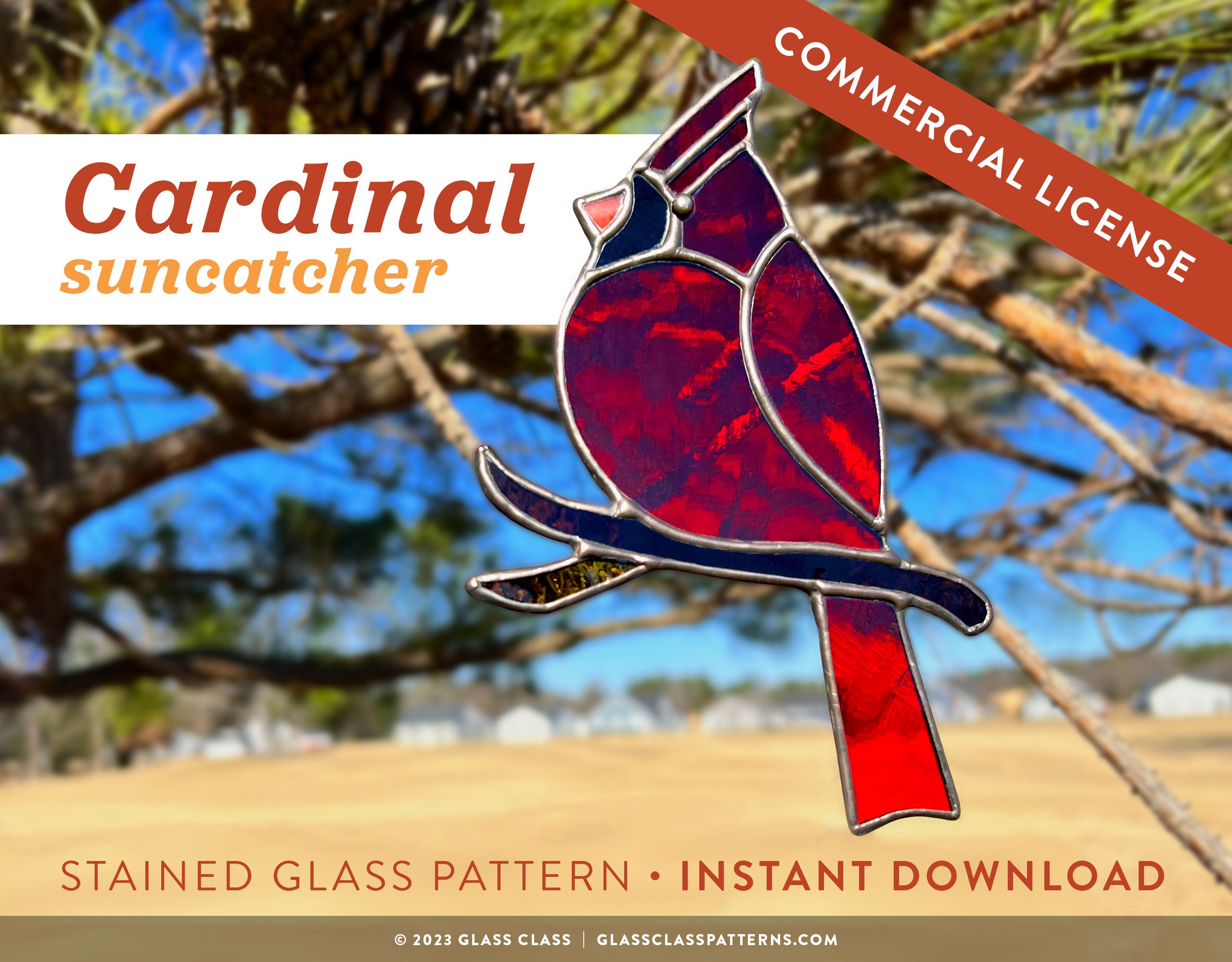 Cardinal Stained Glass Pattern, Digital Download, Stained Glass ...