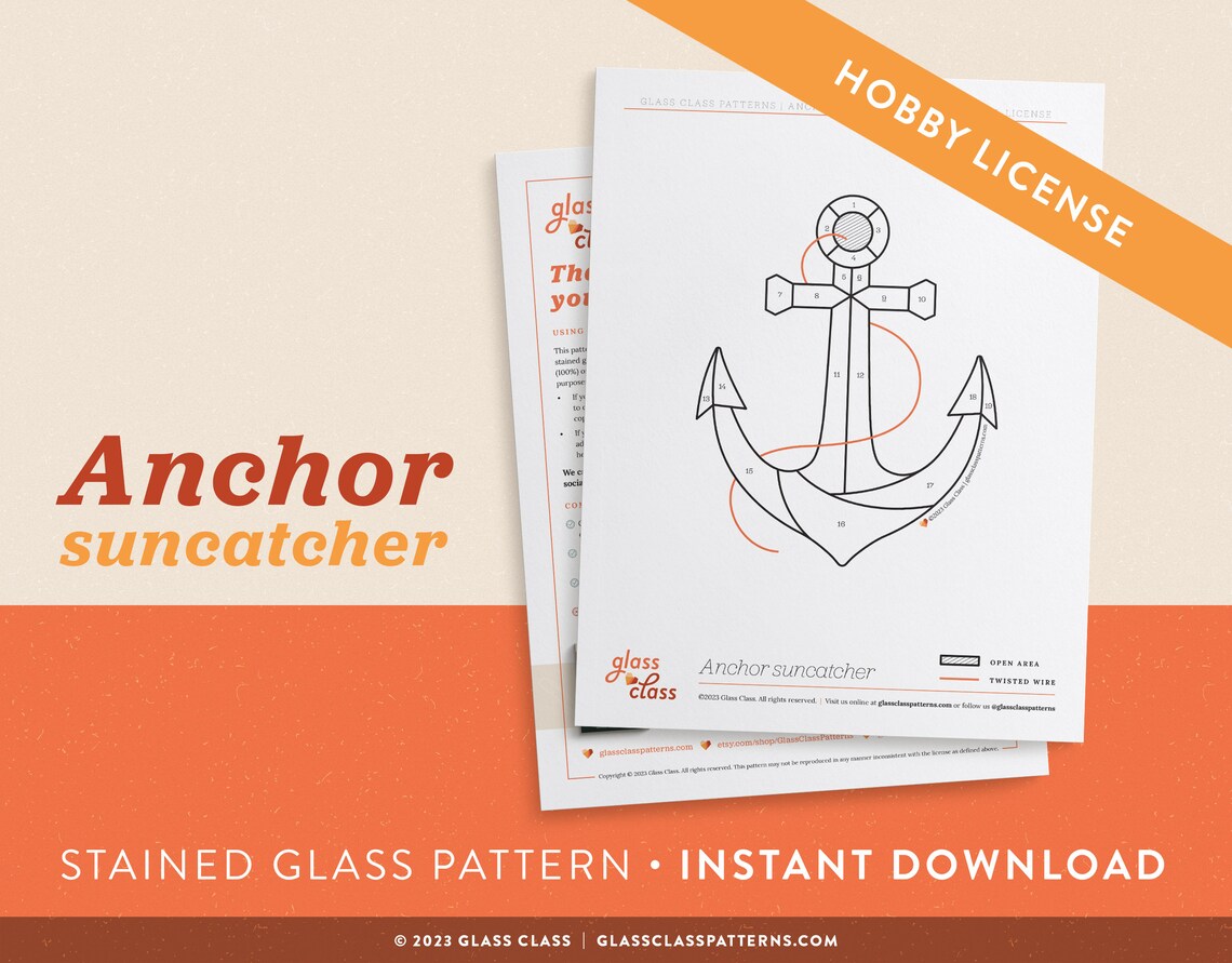 Anchor Stained Glass Pattern, Digital Download, Stained Glass Patterns ...
