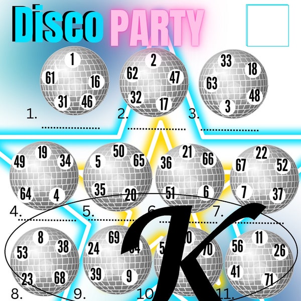 Disco Bingo Card - Etsy UK