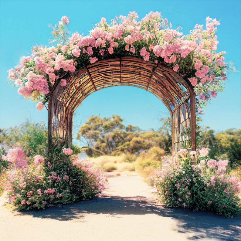 Floral Arch Instant Digital Backdrop - Portrait Engagement Wedding ...