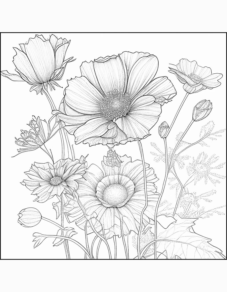 Coloring Page Floral Unique Designs - Etsy