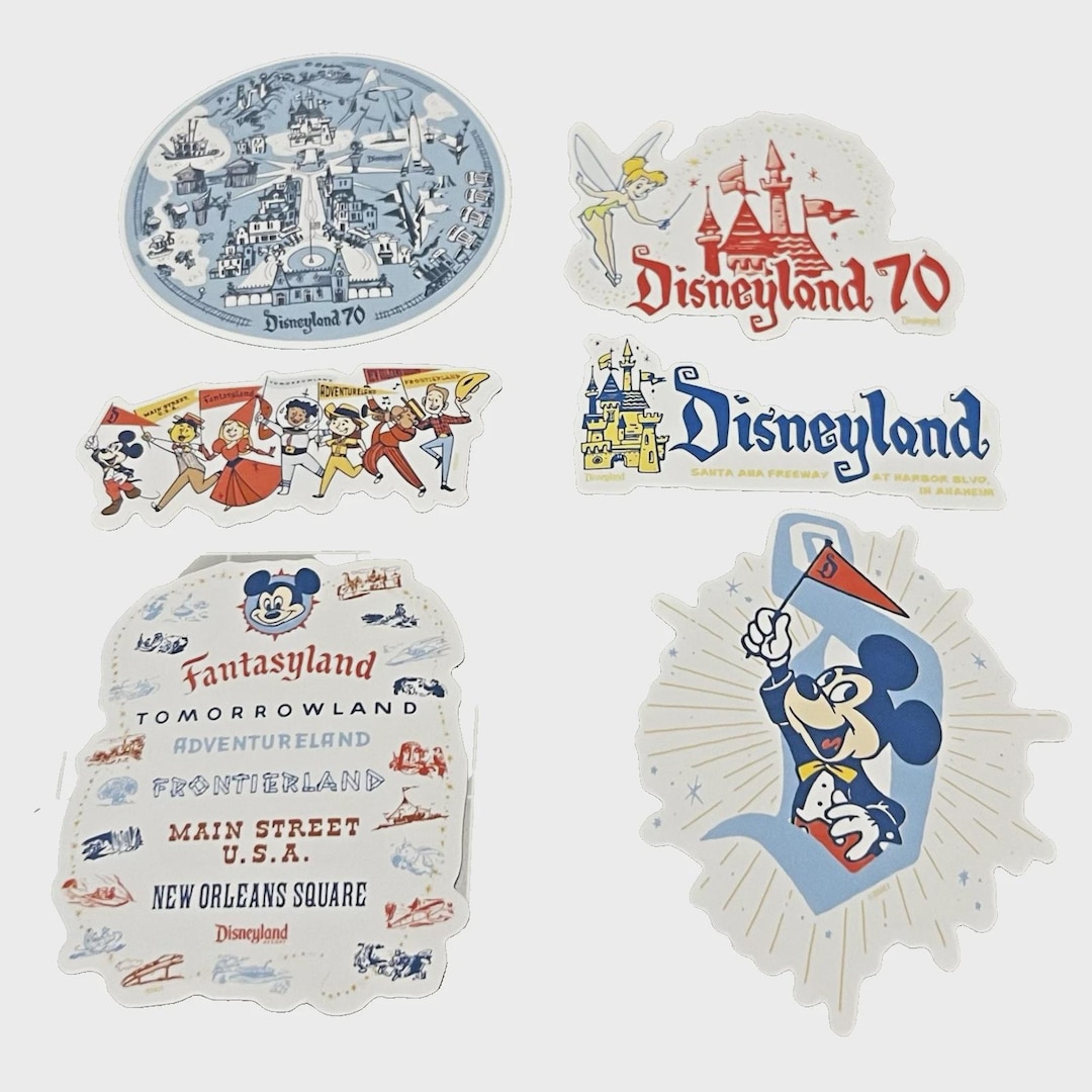 Vintage Disneyland 70th - Set of 6 Reproduction Stickers - Etsy
