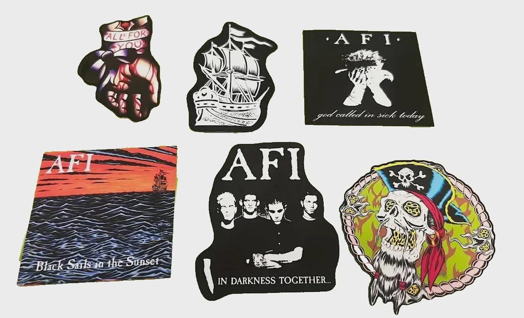 AFI Black Sails in the Sunset 6pc Sticker Pack – Punk Rock Goth Emo ...