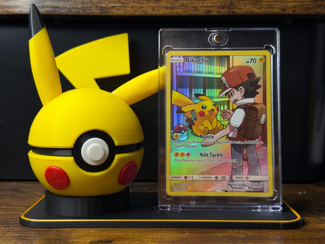 Custom Pikachu Poké Ball Card Display Stand | Fits PSA, Toploader ...