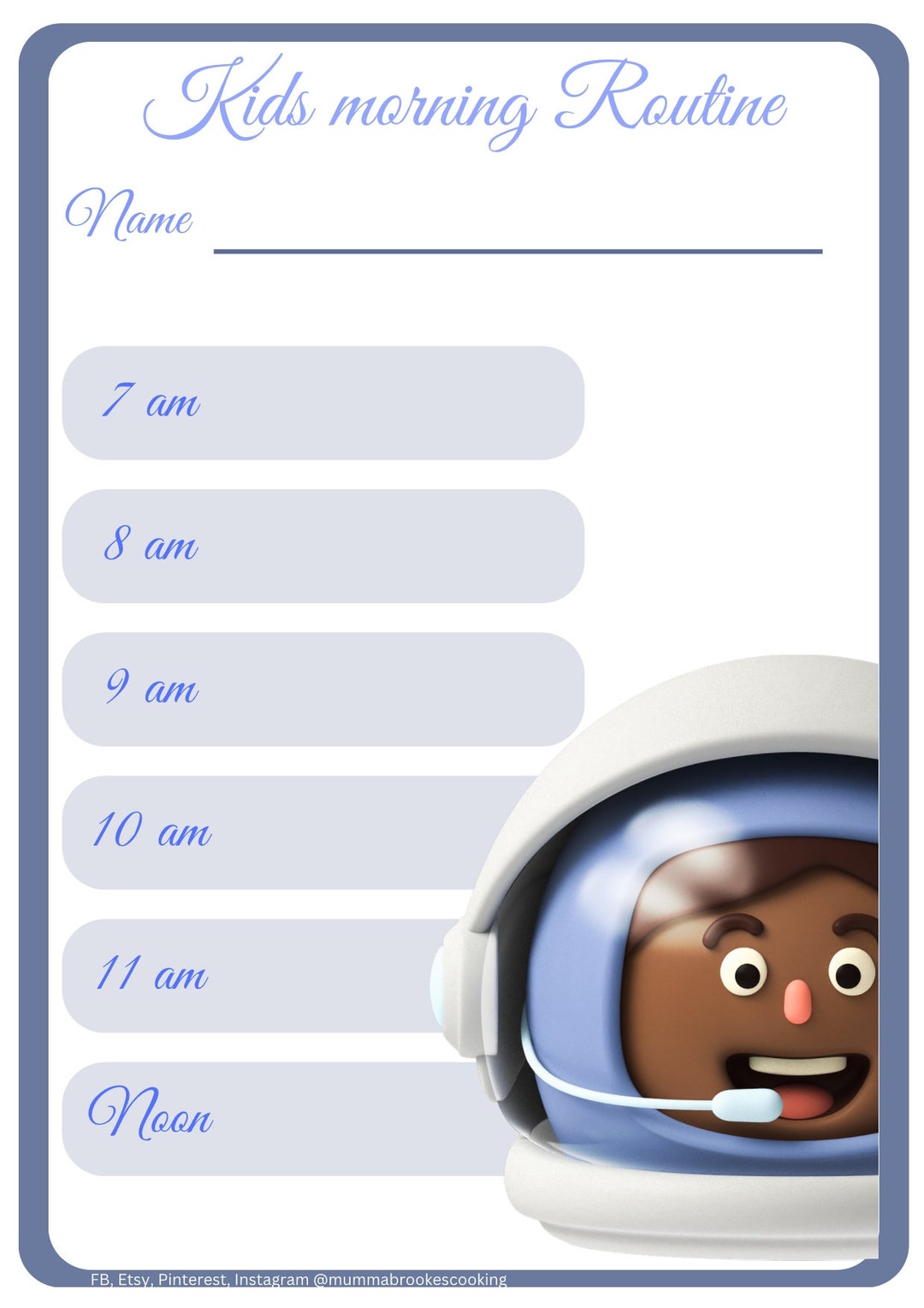 Kid's Daily Routine Astronaut 2 Pack A4 Printable - Etsy