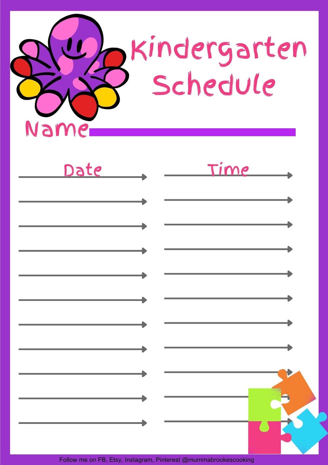 JP42 Kindergarten Schedule. This Gorgeous Kinder Planner is - Etsy