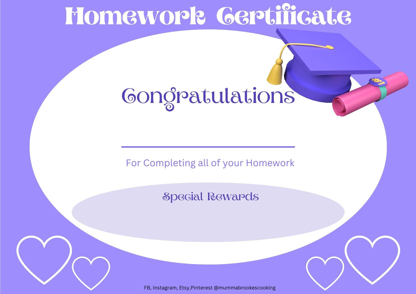 HC1 Homework Certificate A4 Printable - Etsy