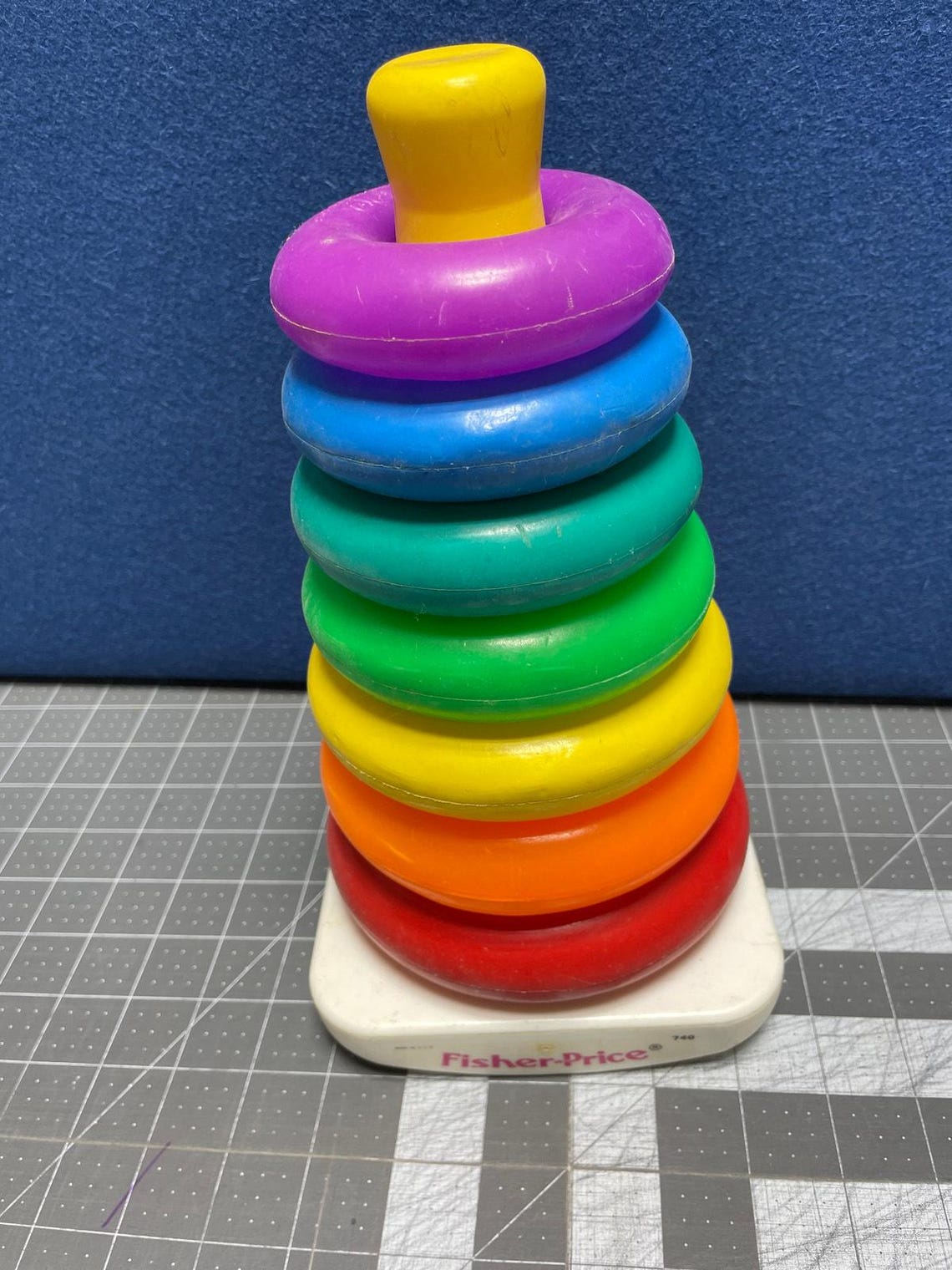 Vintage Fisher Price #740 Rock-a-stack Rainbow Ring Toy 7 Rings - Etsy
